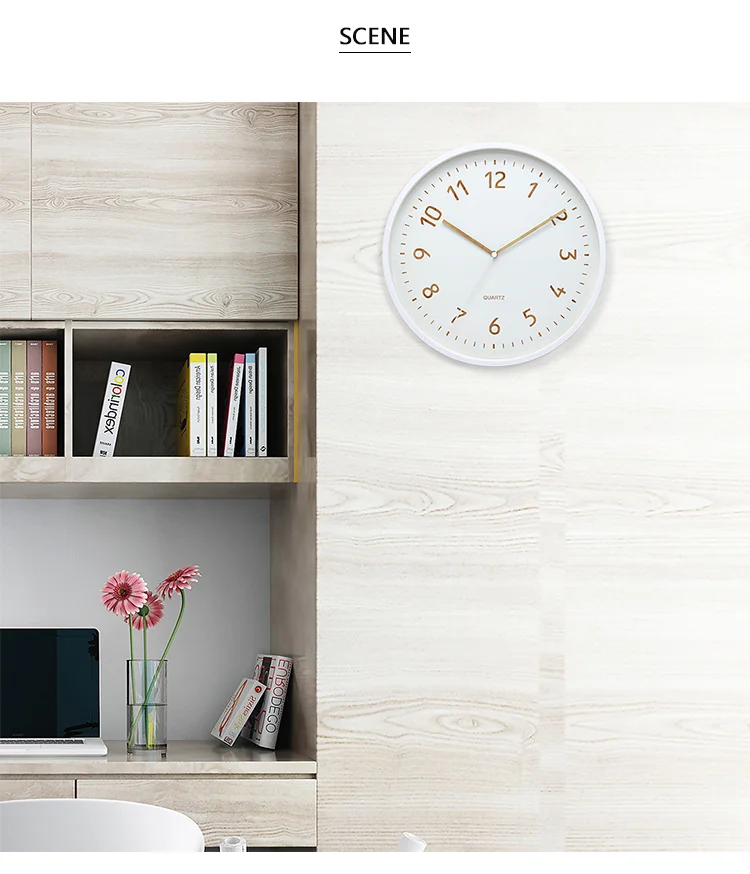 12 Inch White Clean and Simple Home Goods Wall Clocks Plastic Wall ...