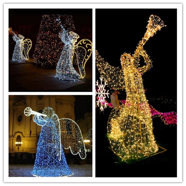 High Quality 3D Motif Lighted Angel Outdoor Christmas Decorations