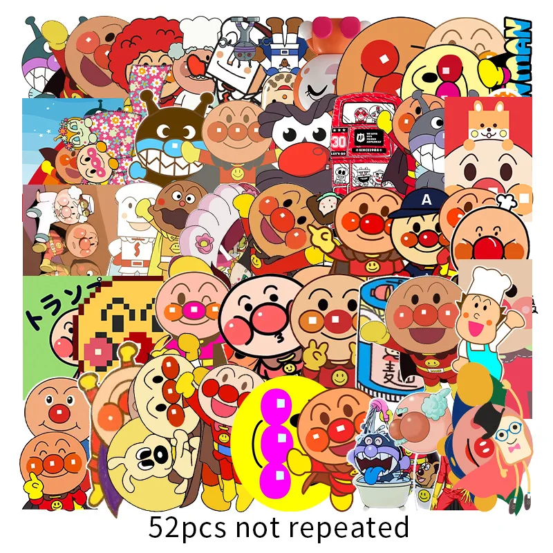 52pcs Japanese Anime Anpanman Graffiti Stickers for Decor