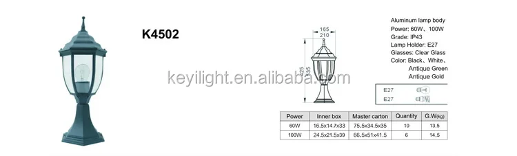 Exterior Pier Mount Lamp Outdoor Garden House Fancy Main Gate Pillar ...