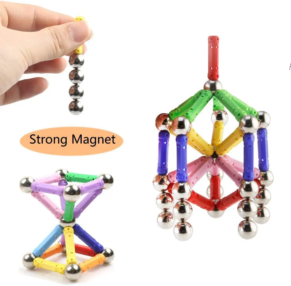 103 Pcs Strong Magnetic Building Plastic Sticks Blocks Toys Magnet ...