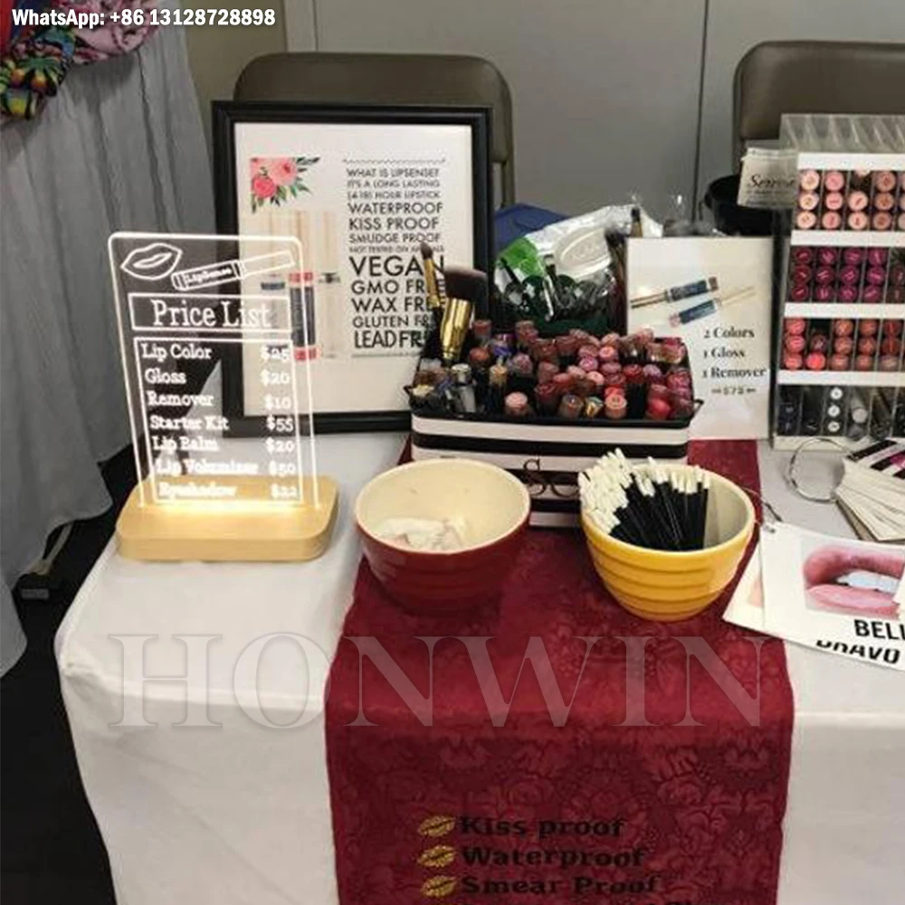 Lip Shop Table Tent Menu Acrylic Lipstick Led Edge Lit Plexiglass Sign ...