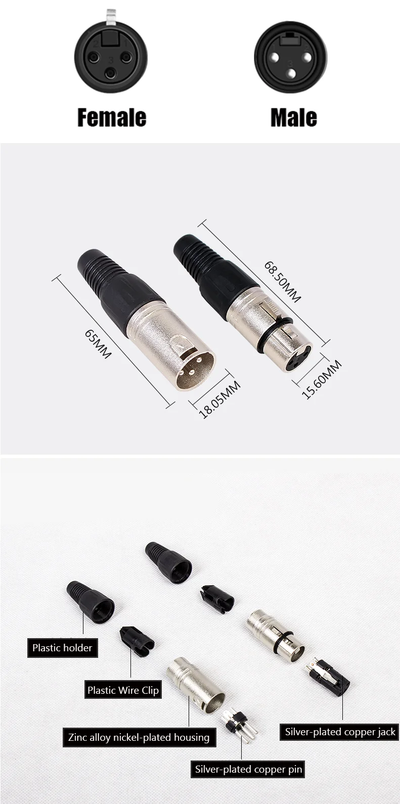 3 Pin Connectors XLR Mic Connector| Alibaba.com