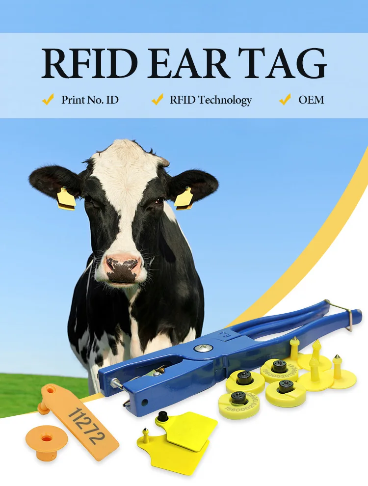 Uhf Long Range Cattle Pig Cow Goat Tpu Round Ear Tag Rfid Eartag For ...