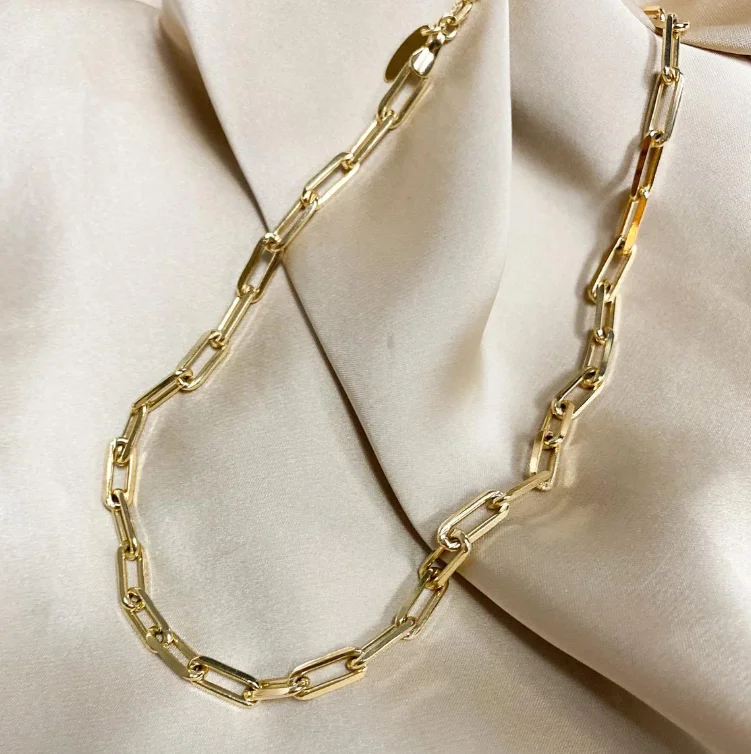 Simple Design Gold Link Chain Marine Necklaces Shiny Chain Shaped ...