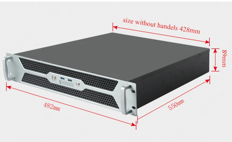 19 Inch Rackmount 2U Server Case with 550W Redundant Power