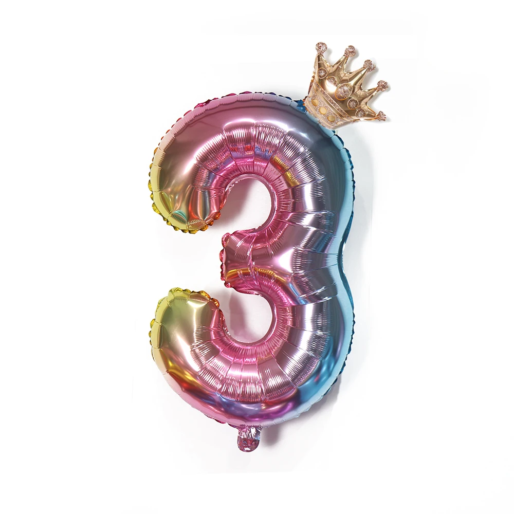 2-piece 32-inch Number Balloons Digital Plus Mini Crown 28*30cm For ...