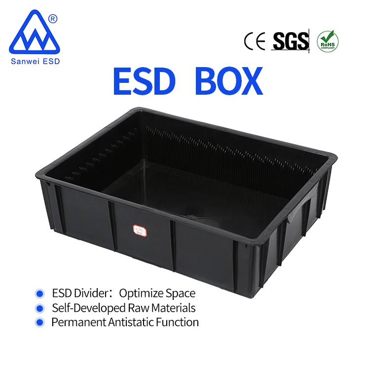 Esd Pp Box Pcb Container For Conductive Plain Top Container For Storage ...