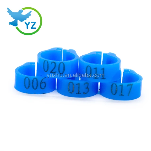 BLUE Plastic Pigeon Ring Open Ring with Inner Diameter 8mm Numbers 001 ...