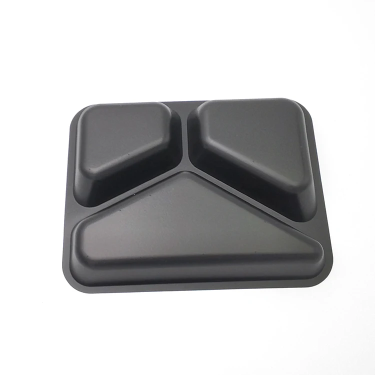 3-compartment Black Rectangular Plastic Tray Set Microwavable For ...