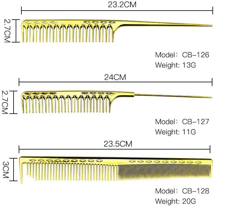 Premium Gold Plating 9pcs Hair Cutting Combs for Stylish Hairdressing