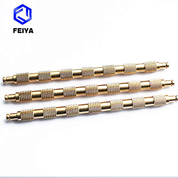 Custom CNC Machining Brass Diamond Knurled Long Shaft