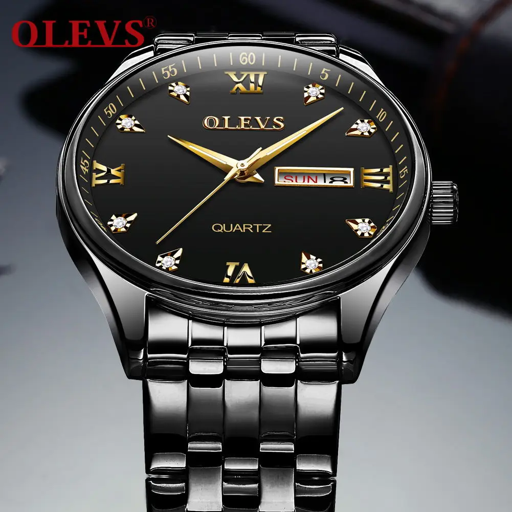 Olevs Brand Men's Business Chronograph Fashion Luxury Stainless Steel ...