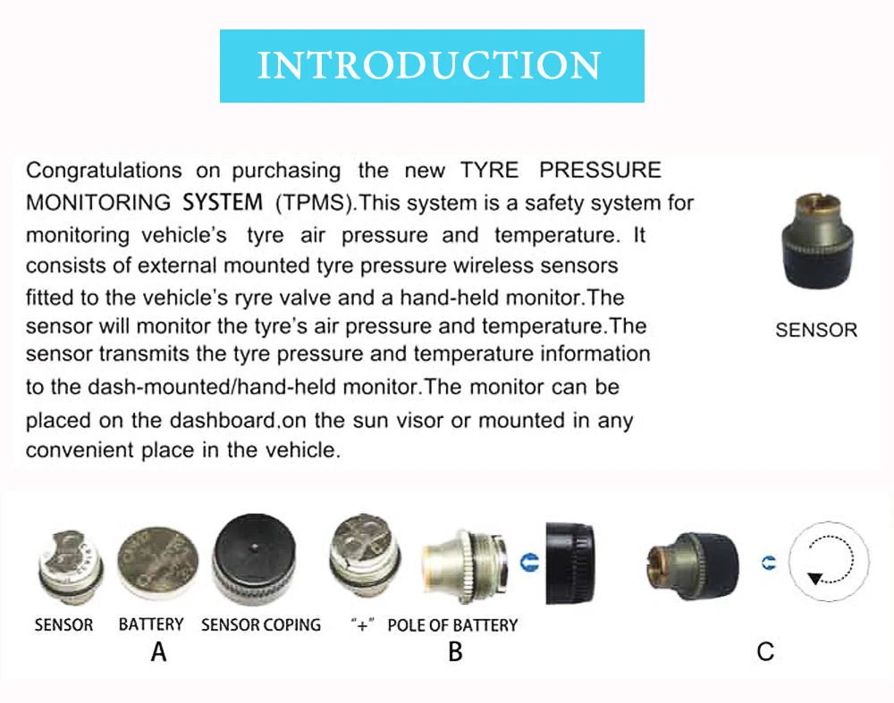Universal 6 Wheel TPMS - Wireless & Reliable Pressure Monitoring