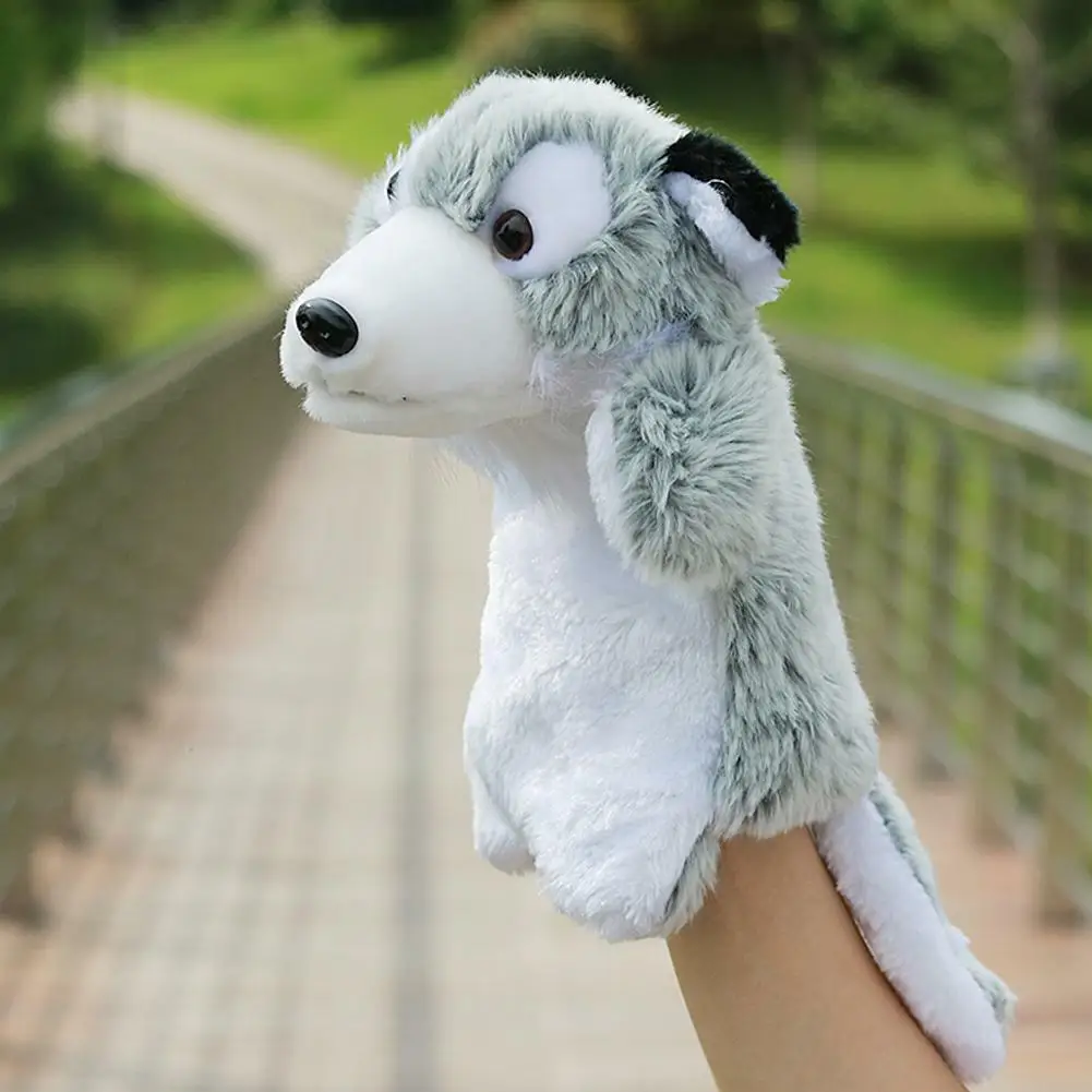 Realistic Wolf Plush Hand Puppet With Plastic Eyes Mouth - Buy ...