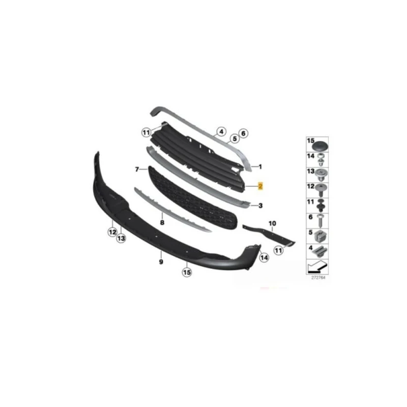 R55r56フロントアッパープライムグリル51117046364バンパーセンター7046364 For Mini Cooper For Bmw ...