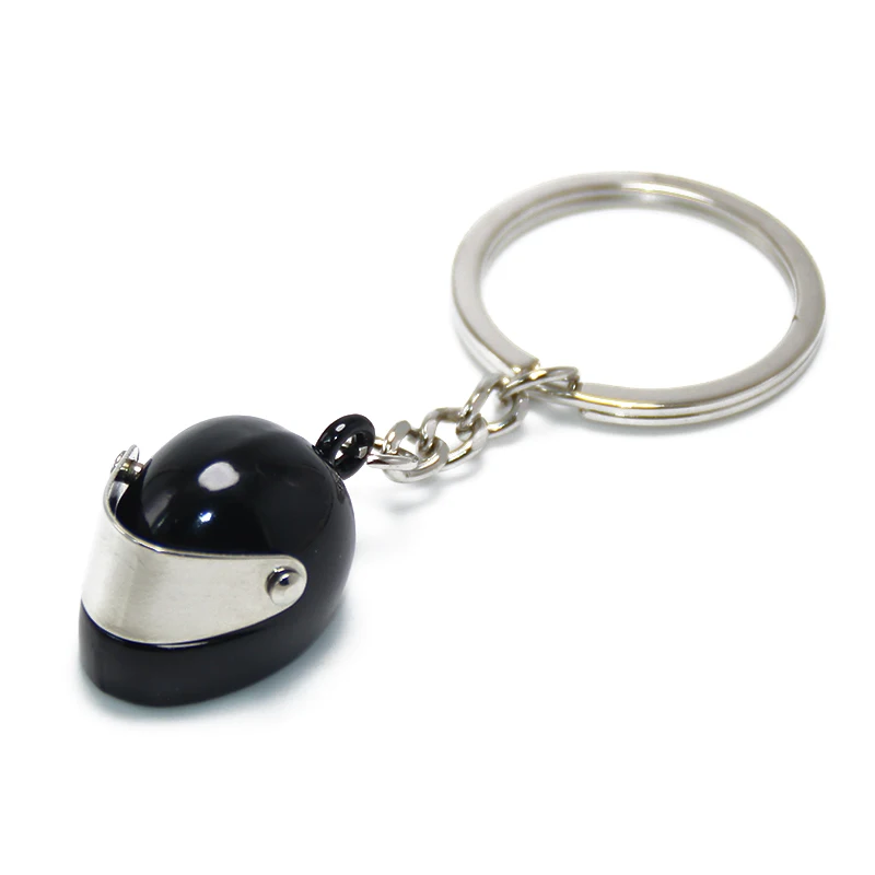 Mini Sport Motorcycle Helmet Pendant Key Chain Ring Holder Unisex Black ...
