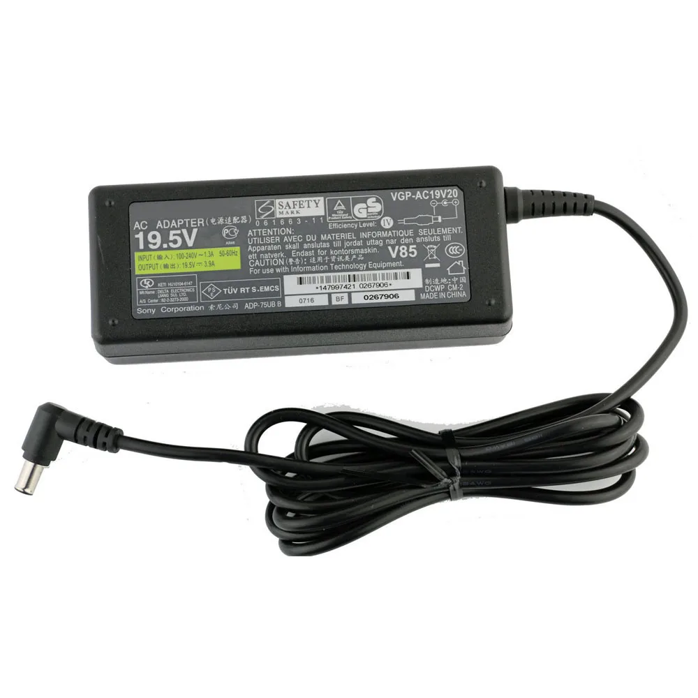 76w 19.5v 3.9a Laptop Power Supply Adapter For Sony Vgp-ac19v20 Vgp ...
