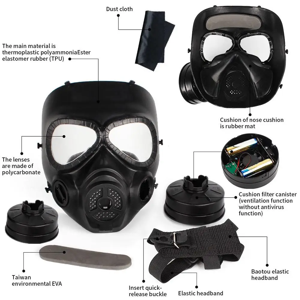 Tactical Full Face Gas Mask Military Airsoft Cs Field Protective Helmet ...