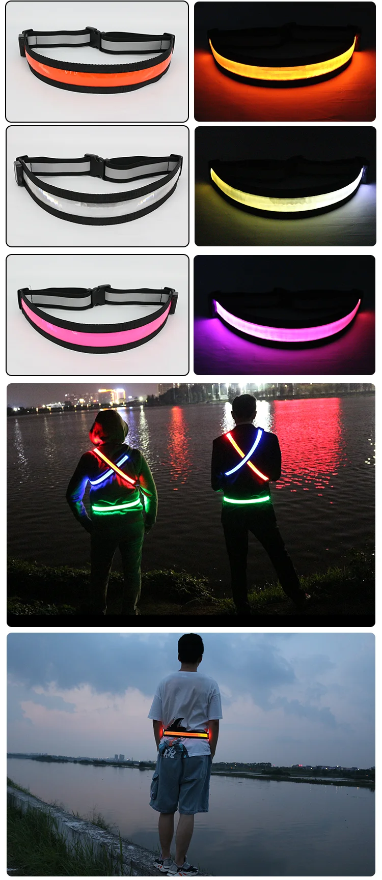 Factory Wholesale High Quality LED Belt Led Reflective Waistband for ...
