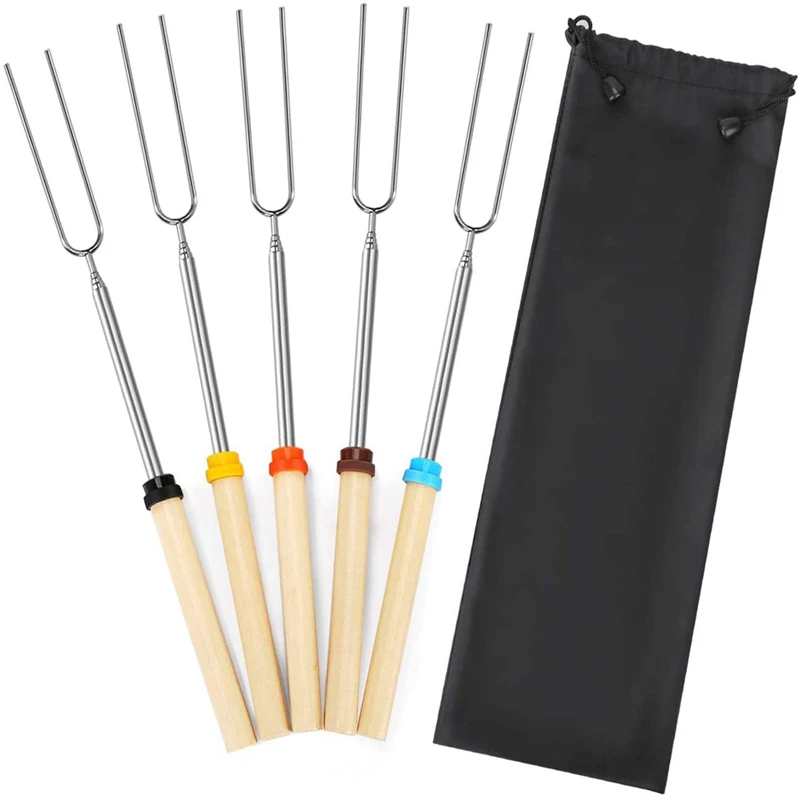 Hot Dog Roasting Sticks Marshmallow Roasting Sticks With Wooden Handle 32 Inch Campfire ...