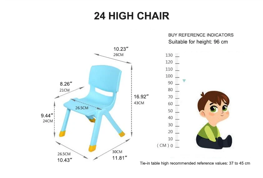Stackable School Kids Plastic Chair - Different Seat Heights