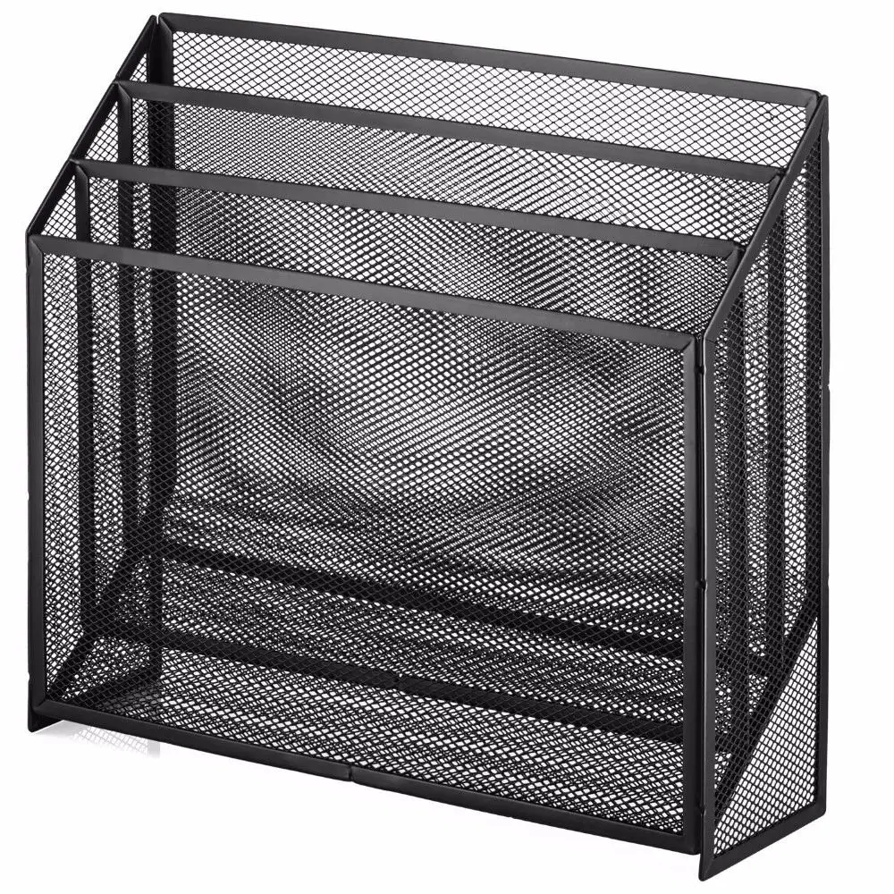Metal Mesh Vertical Wall-mounted 3-tier File Folder Organizer - Buy 3 ...