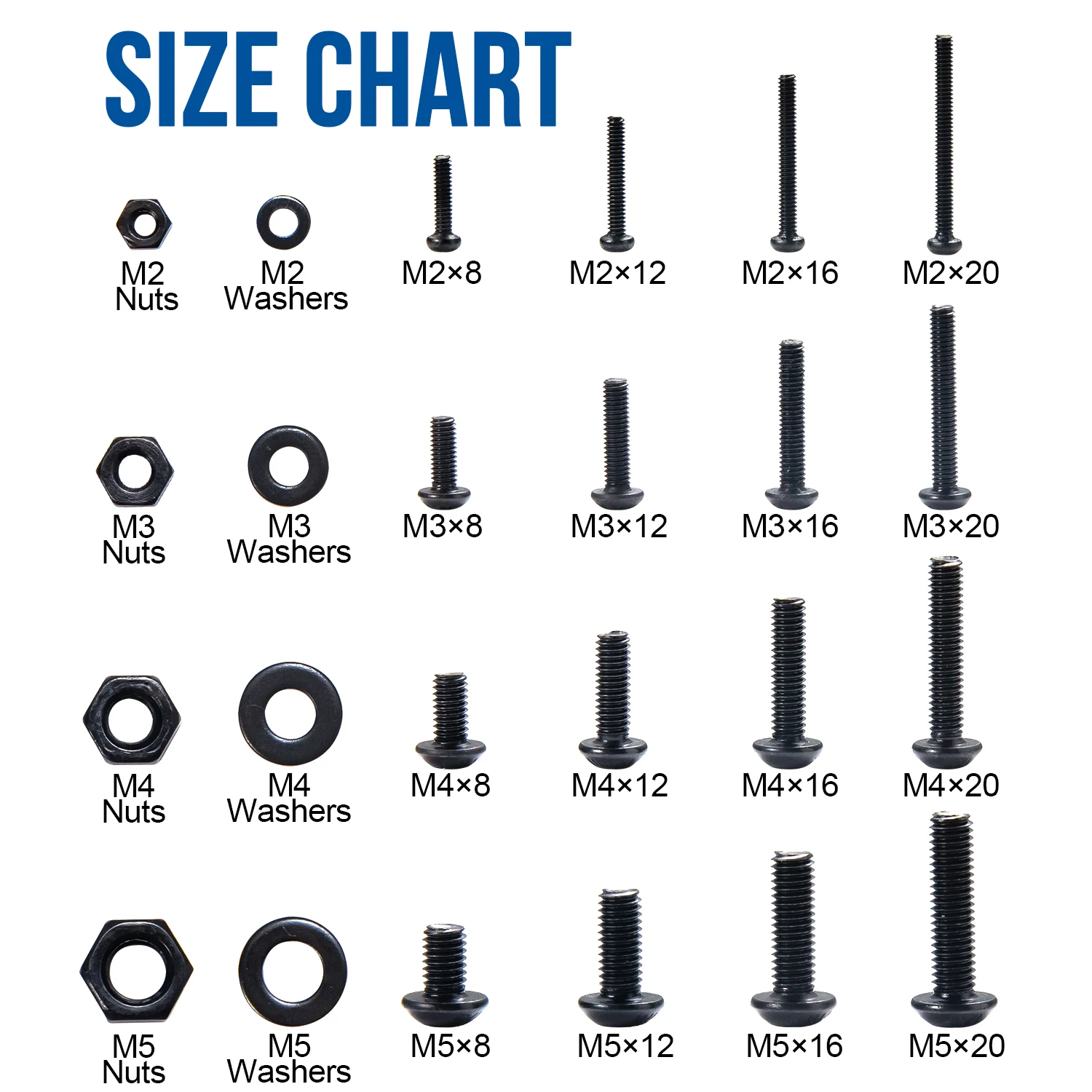 1060pcs M2 M3 M4 M5 Round Head Cap Screws Assortment Kit Hex Socket 1060pcs M2 M3 M4 M5 Round Head Cap Screws Assortment Kit Hex Socket