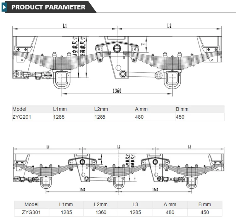 German Type Semi-trailer Rear Suspension Parts Beam 3 Axle Suspension ...