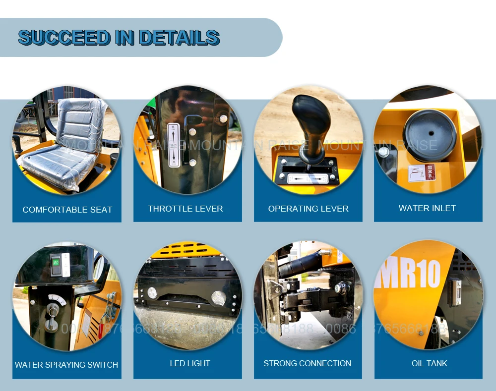 1000kg Asphalt Vibratory Mini Rodillo Compactador MR10