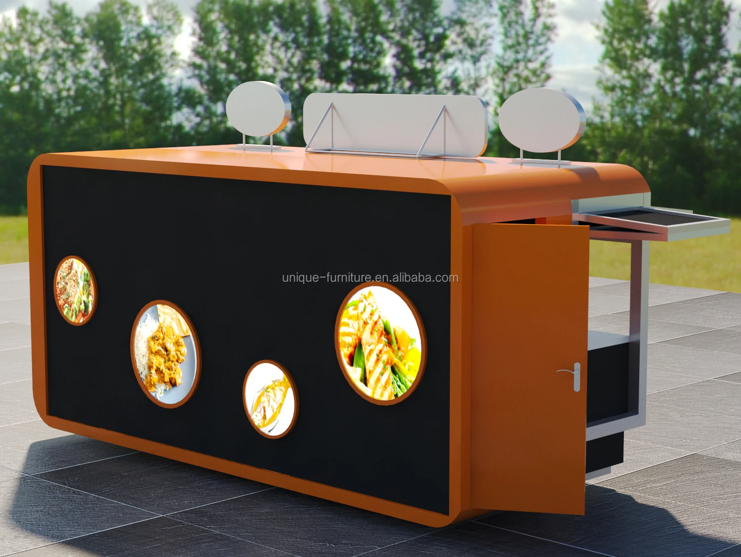 Mobile Food Stand Kiosk Design - Modern Eco-Friendly Coffee & Ice Cream ...