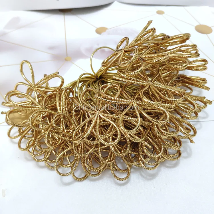 Custom Gold/silver Metallic Elastic Cord With Pre-tied Bow,Stretch Loop ...