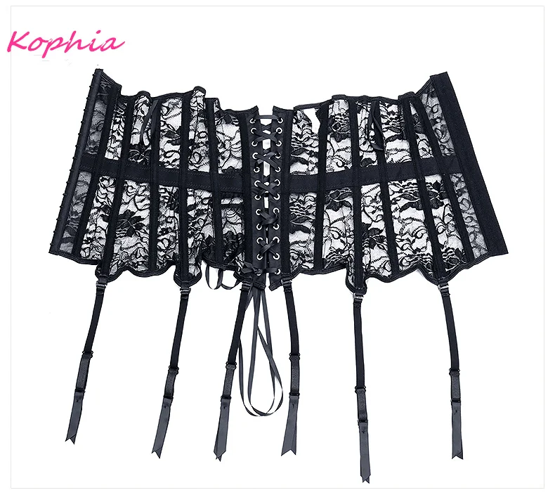 Sexy Corset Latex Waist Corsets Cincher Women Black Lace Sexy Underbust
