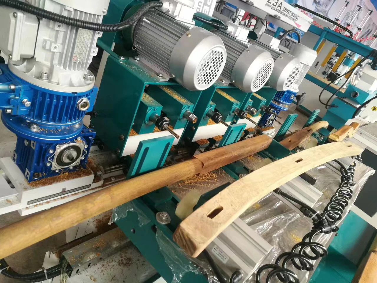 Horizontal multi head woodworking door lock timber mortiser tenoner ...