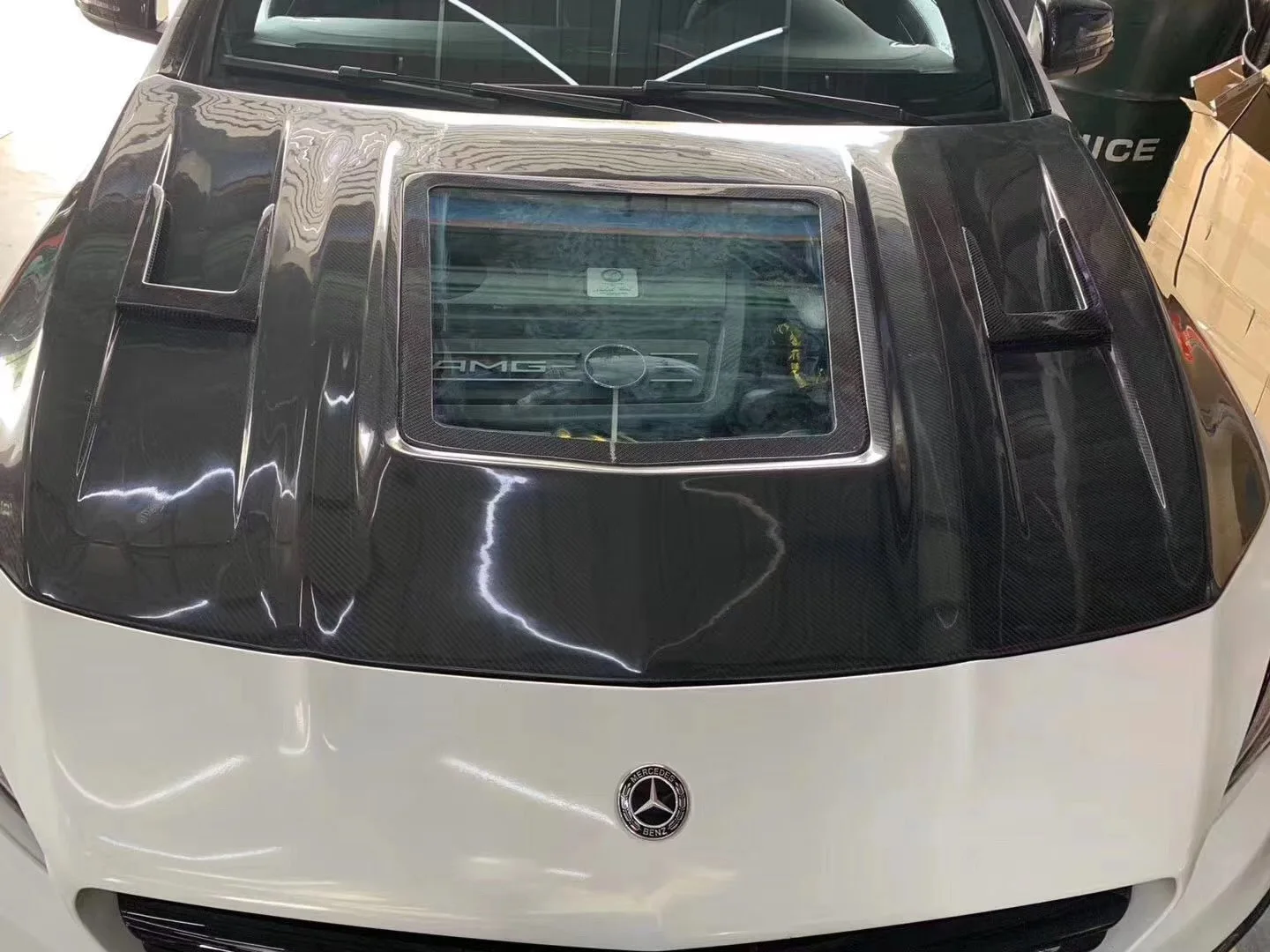 Best Selling Cla45 Transparent Glass Style Carbon Fiber Engine Bonnet ...