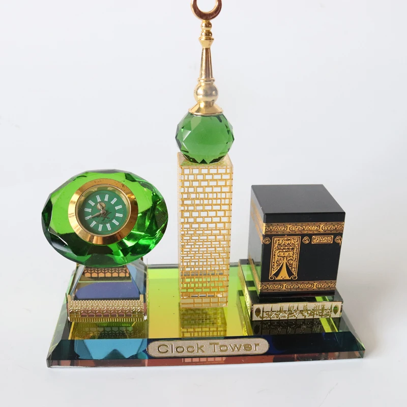Muslim Gifts - Crystal Glass Kaaba Makkah Clock Tower Model