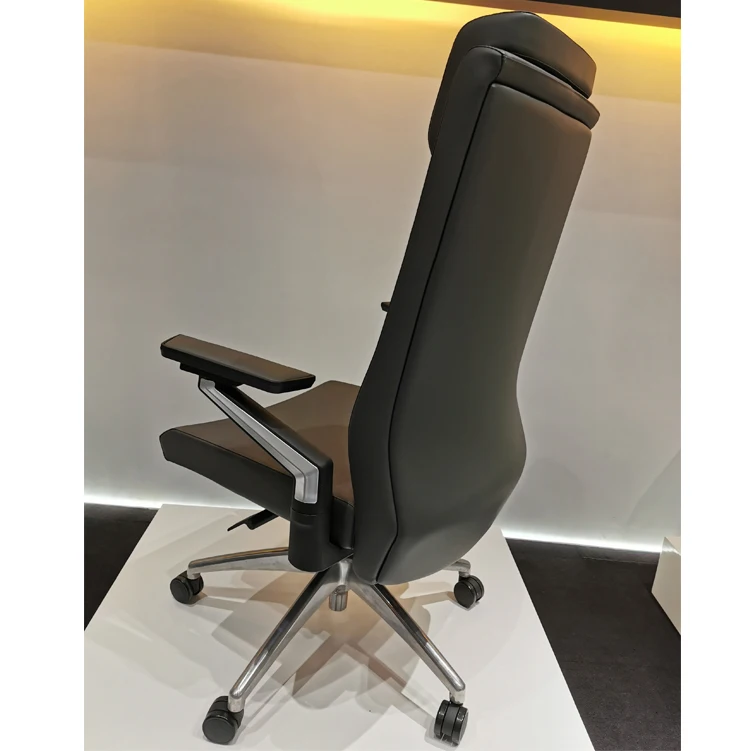 True Seating Concepts Black Leather Office Executive Chair For Boss ...