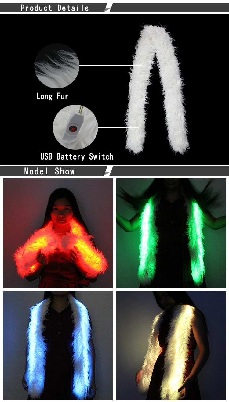 Light Up Fur Scarf Led Styles Hot New Glow Fur Boas - Buy Light Up Fur ...
