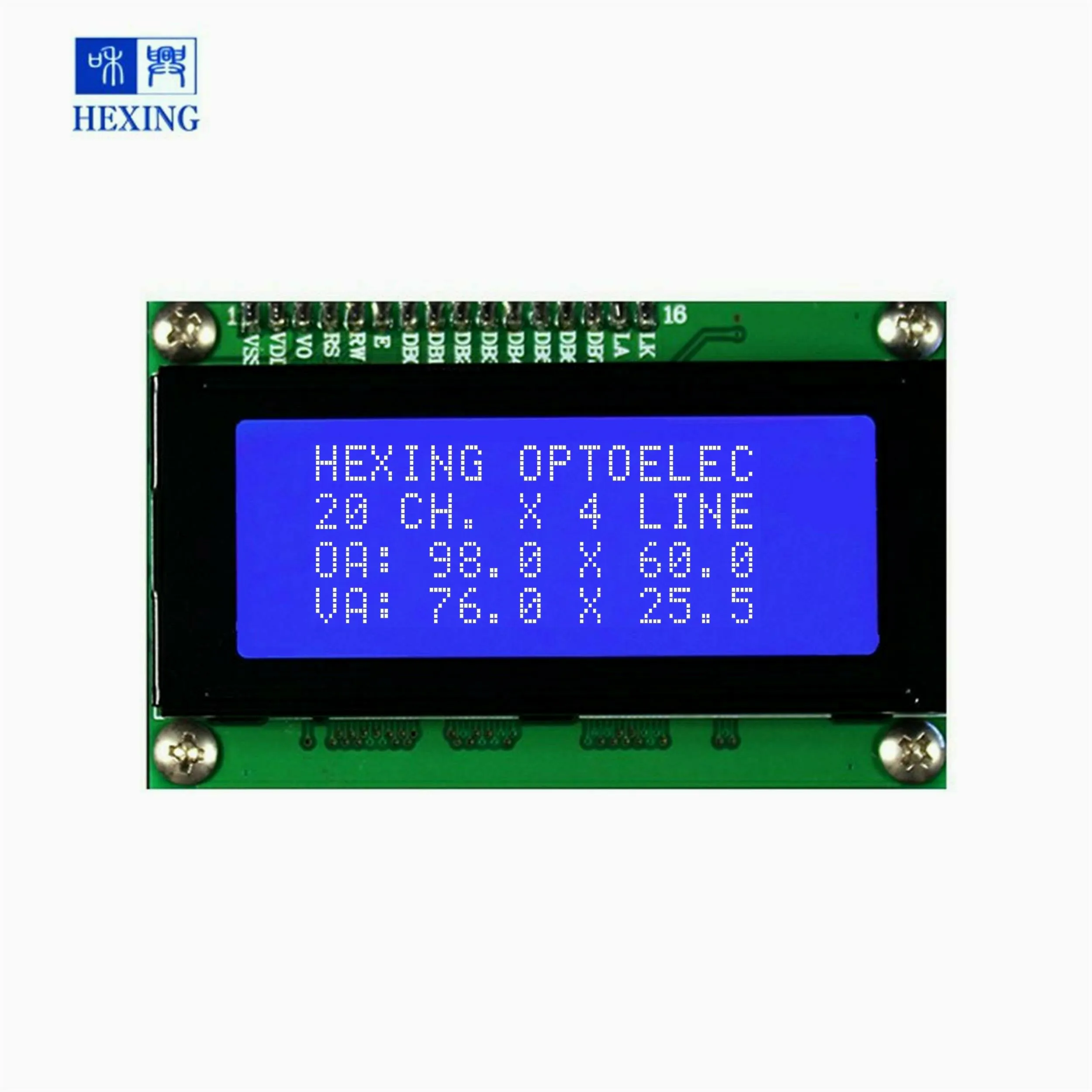 20X4 Character LCD Module - STN Negative Blue Display