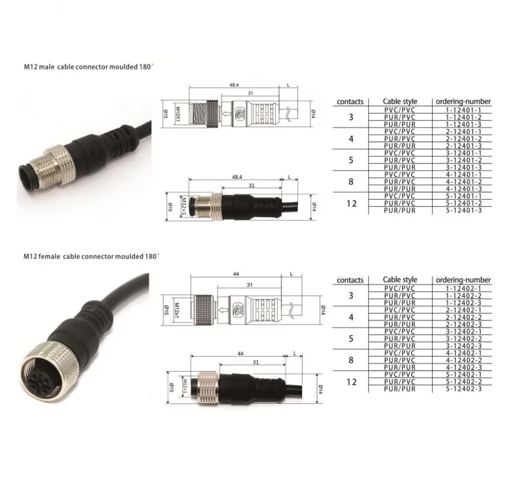 Waterproof M12 X Code 8pin Connector Cable Ip67 M12 Male To Female X ...