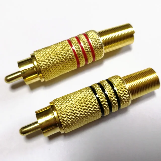 Gold RCA Plug with Spring for 7mm Audio Connector - Adapter