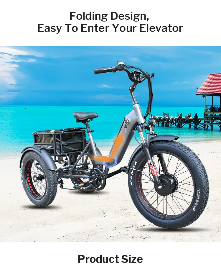 Kuake 20 Inch Motorized Folding Fat Big Tire 500w 750w Electric Cargo ...