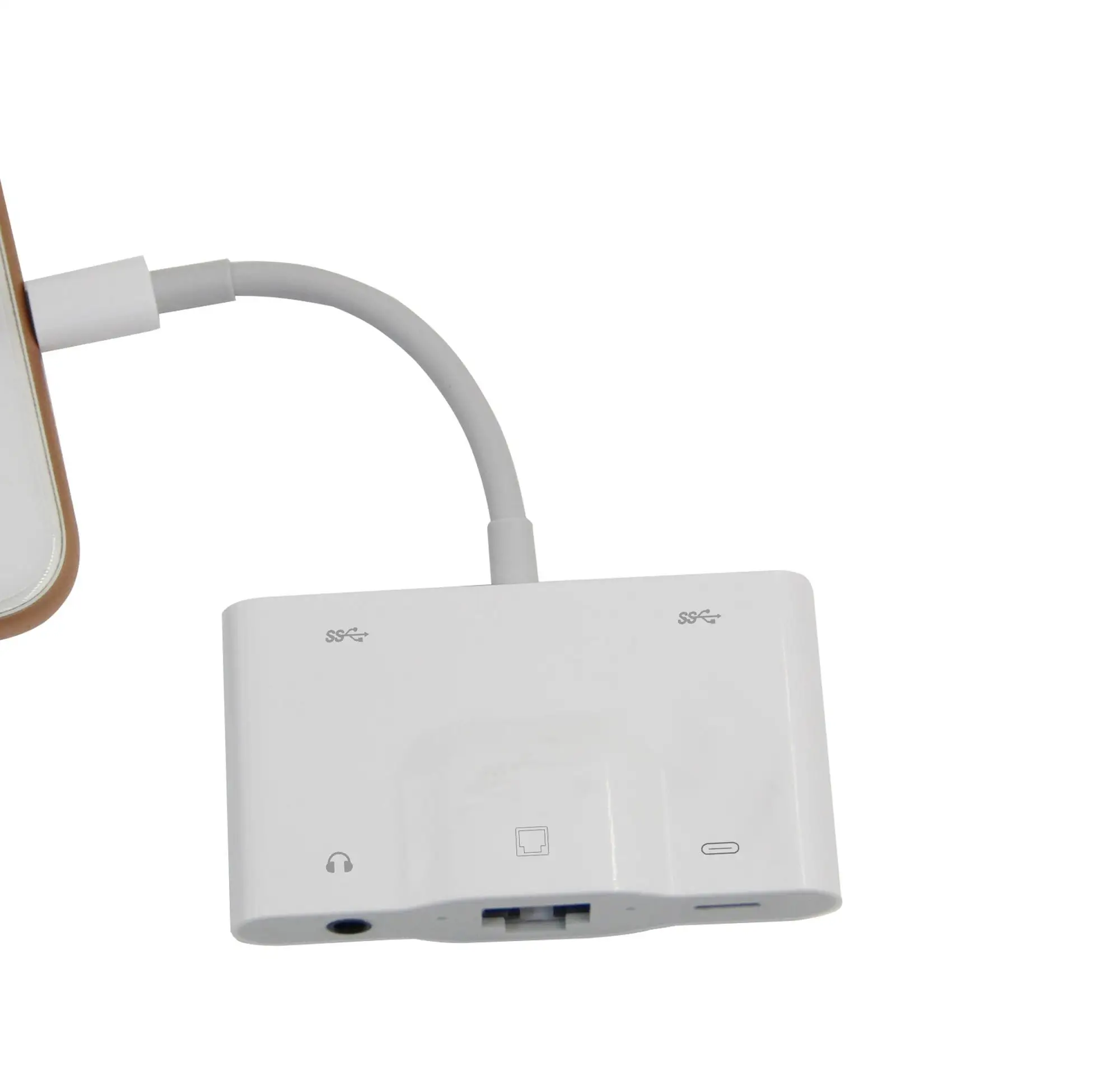 3.5mm Female Audio Jack Adapter 8pin Otg Camera With Charging Port ...