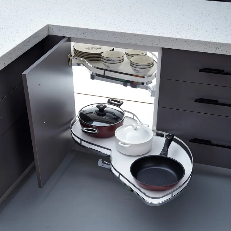 NISKO Metal Kitchen Magic Corner Swing Tray - Soft Closing