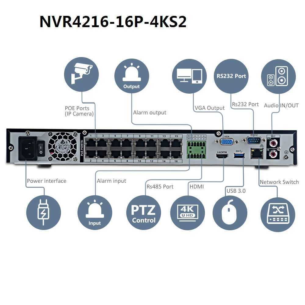 NVR4216-16P-4KS2/L - 16 Channel Poe Network Video Recorder