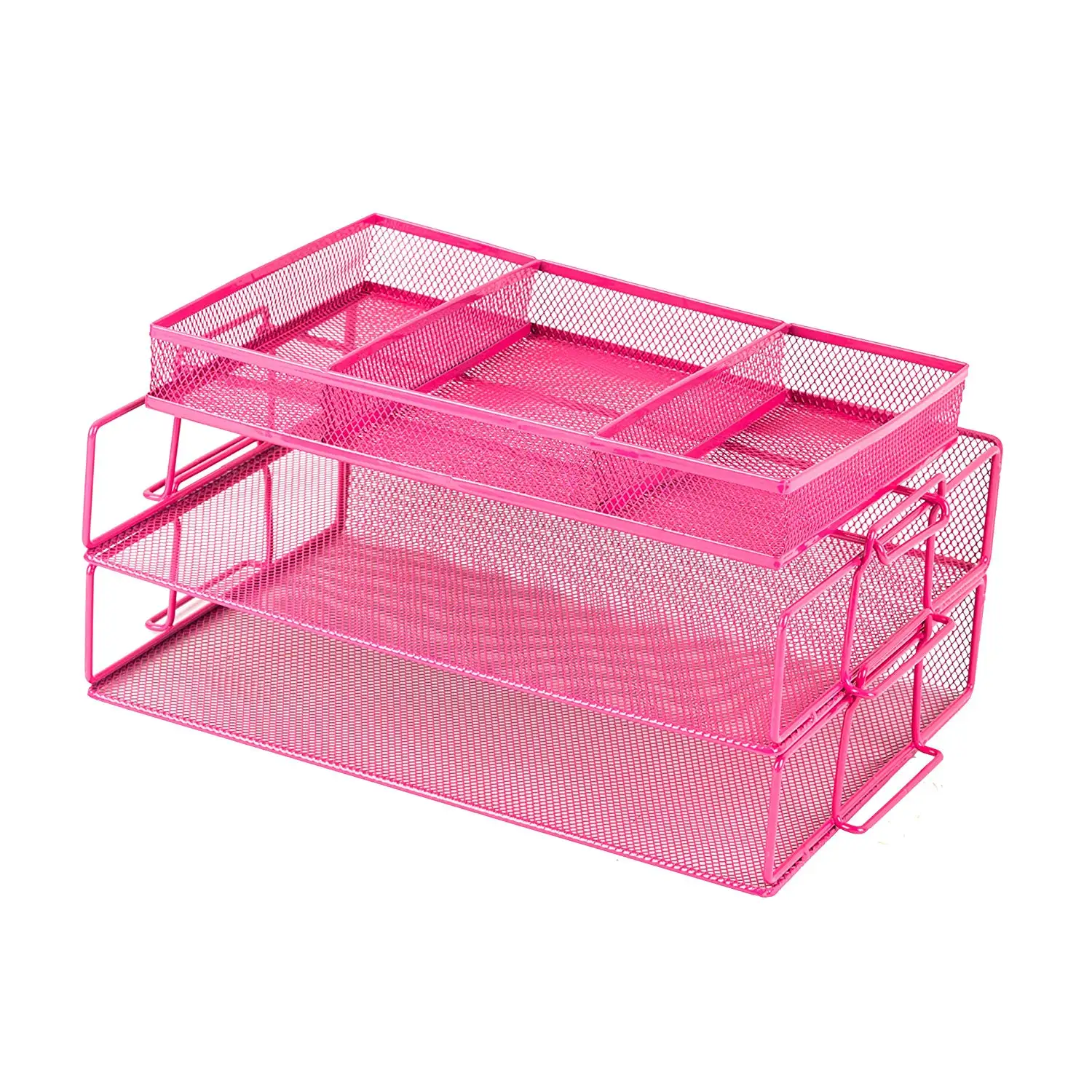 Metal Wire Paper Storage Rack- 4 Tier Desk Letter Tray Stackable Files ...
