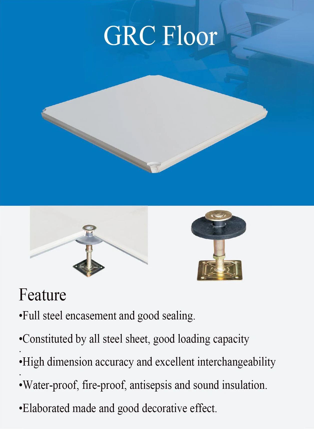 GRC Concrete Raised Access Flooring System by ZHIHUI