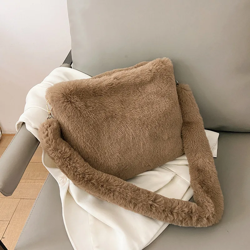 Winter Fluffy Fur Bags Women Designer Handbags Ladies Plush Shoulder ...