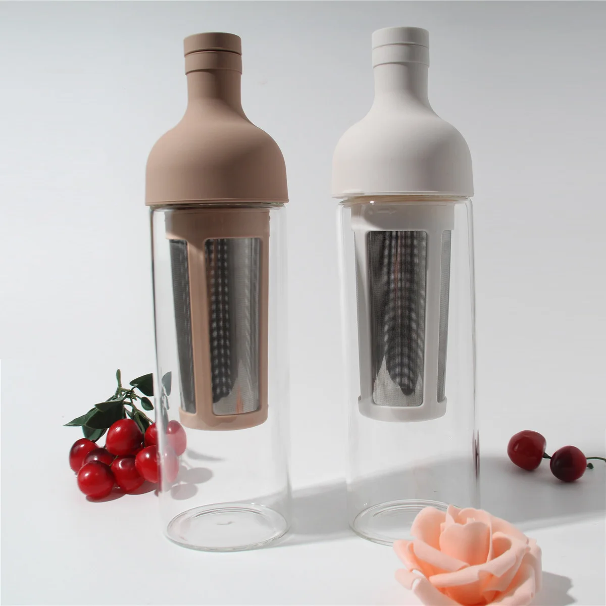 24oz Glass Filter Bottle With Tea Infuser Water Bottle Glass Bottle ...