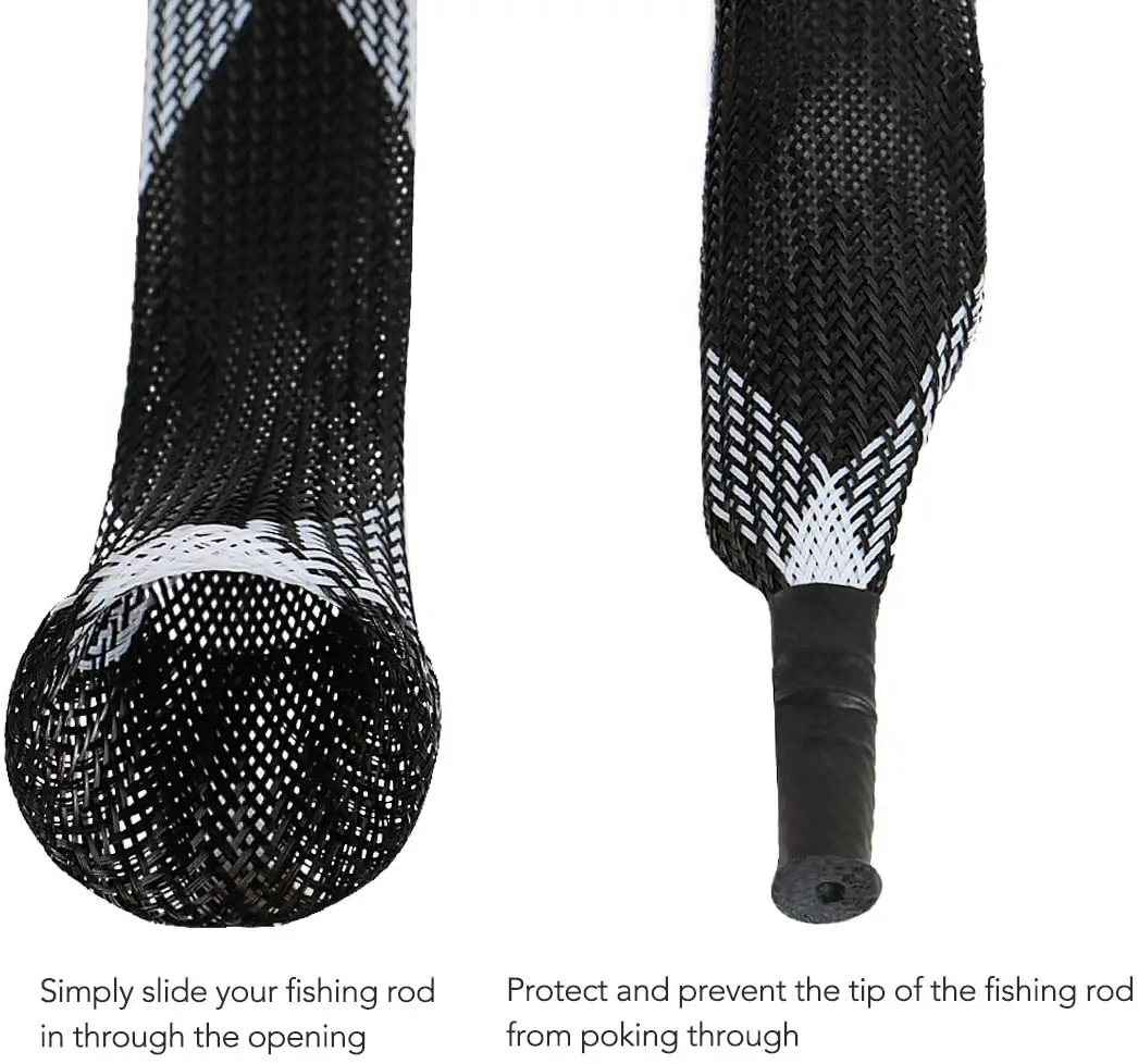 Topind Casting Fishing Rod Socks Braided Mesh Rod Protector Sleeve ...
